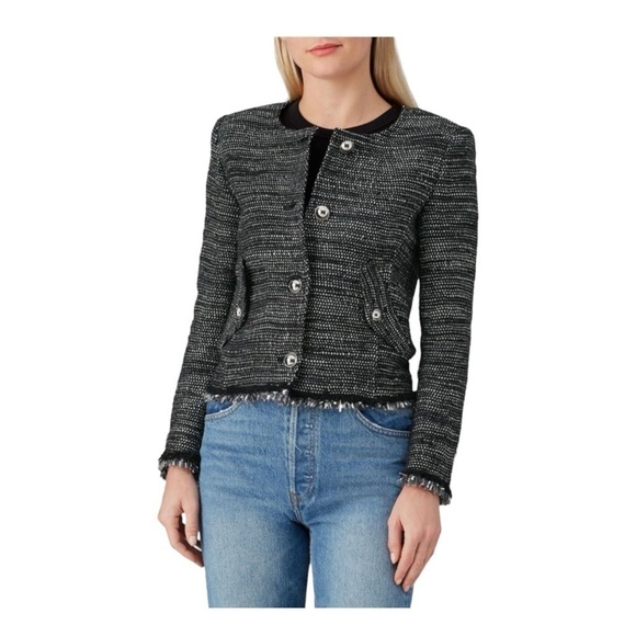 IRO | Jackets & Coats | Iro Wool Blend Tweed Jacket Black White 42 Us ...